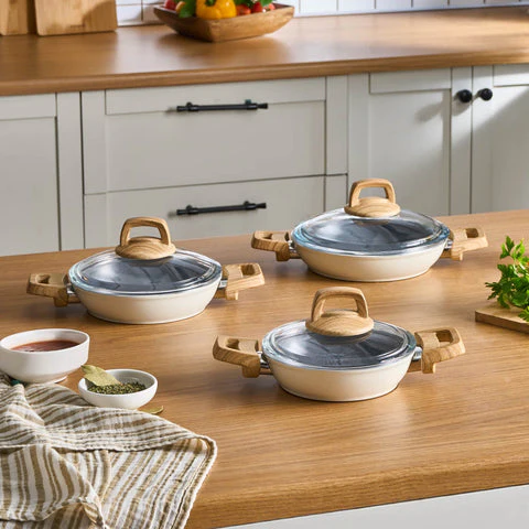 Karaca Swiss Crystal Induction 6-Piece Cookware Set - Creamy ...