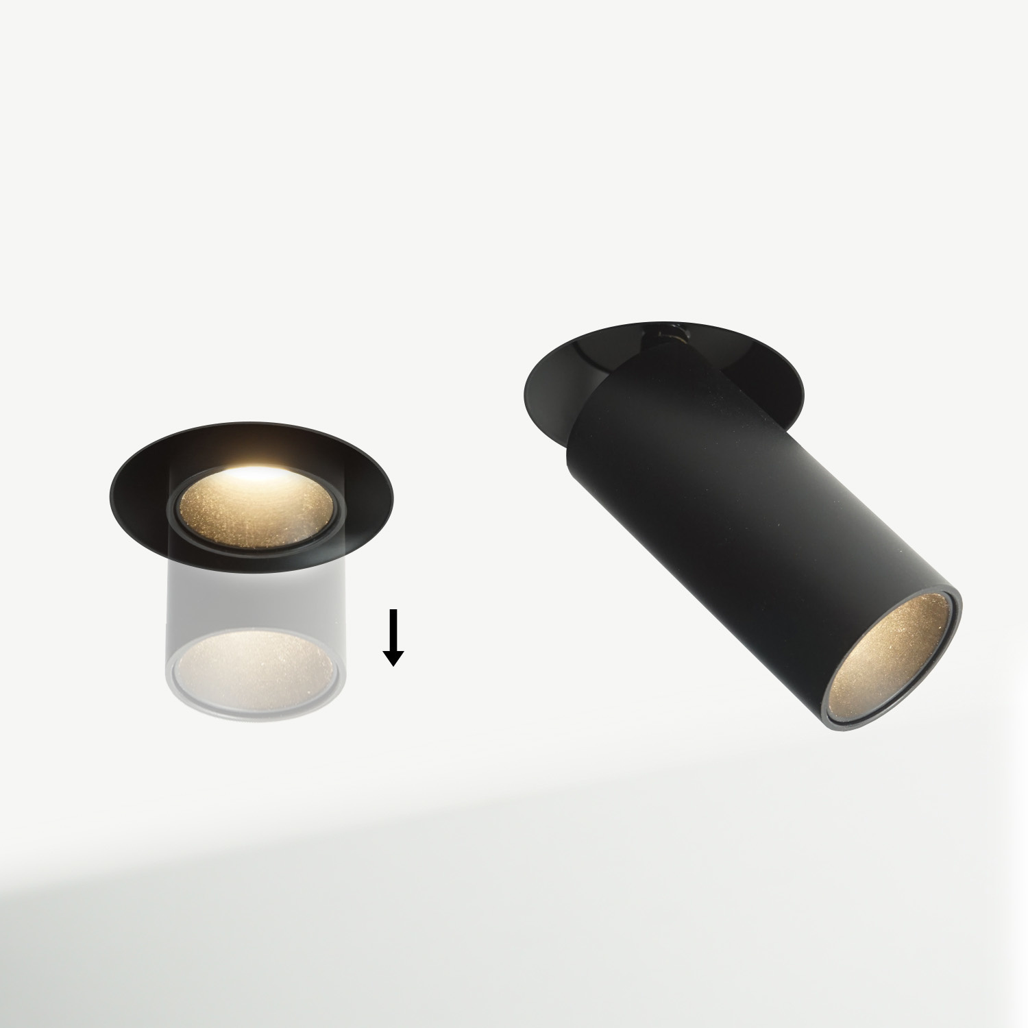 Retractable recessed trimless LED spot PEEK - black - Lightinova ...