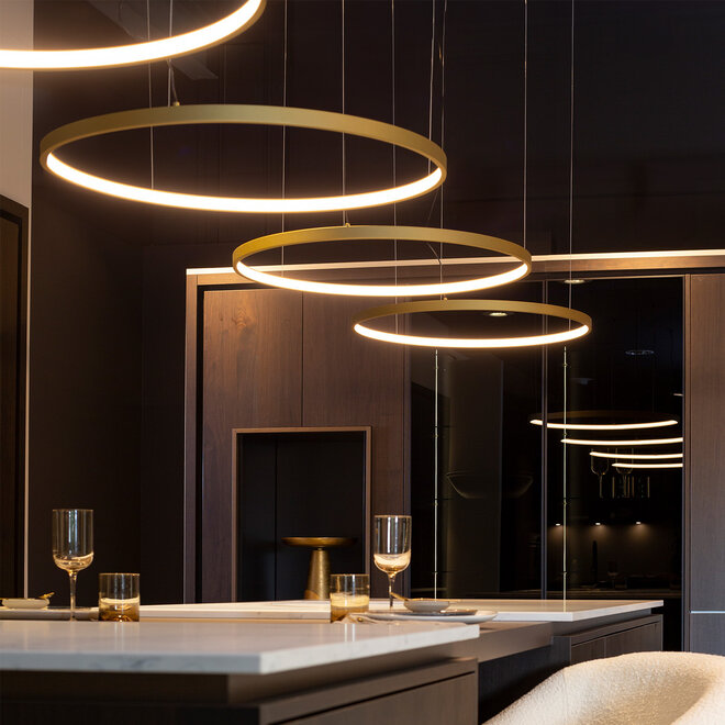 HALO LED suspended ring light - Brushed gold - Lightinova ...