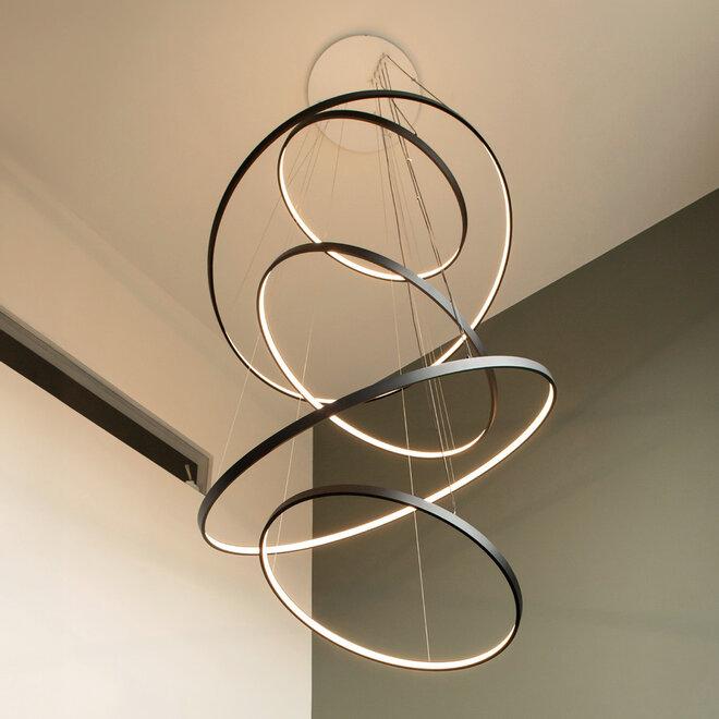 HALO LED ring hanglamp - Geborsteld zwart - Lightinova - Professionele ...