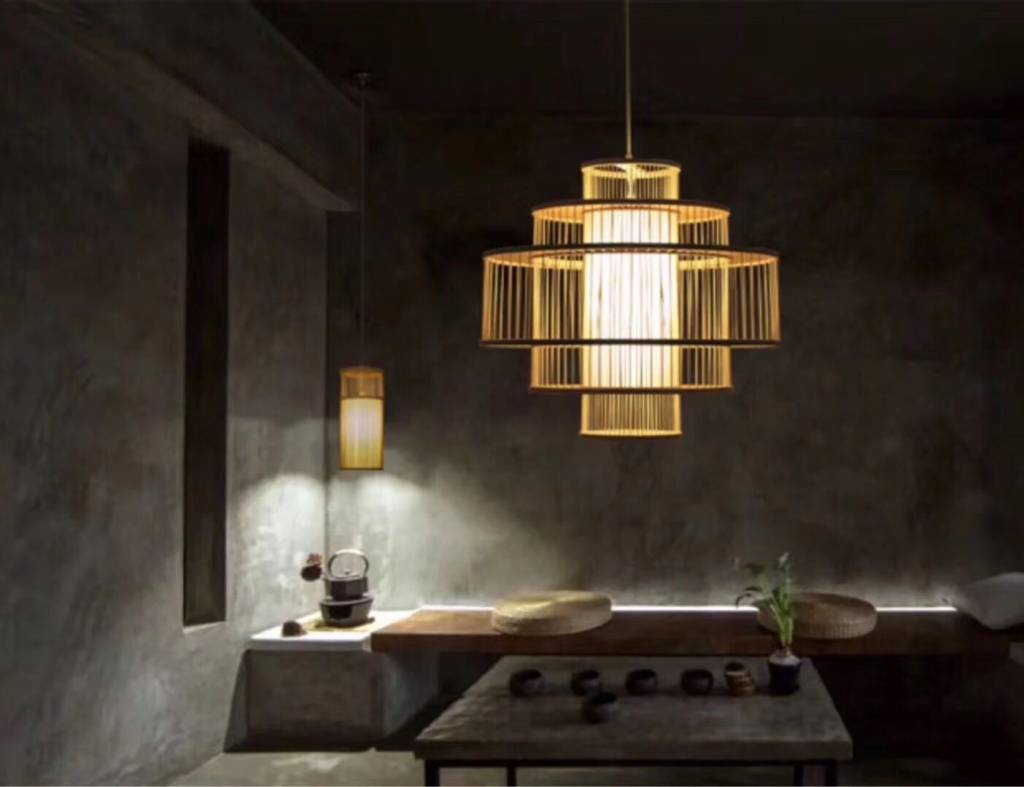 Bamboo Lampshade Pendant Light Handmade - Leona D60xH60cm - Orientique ...