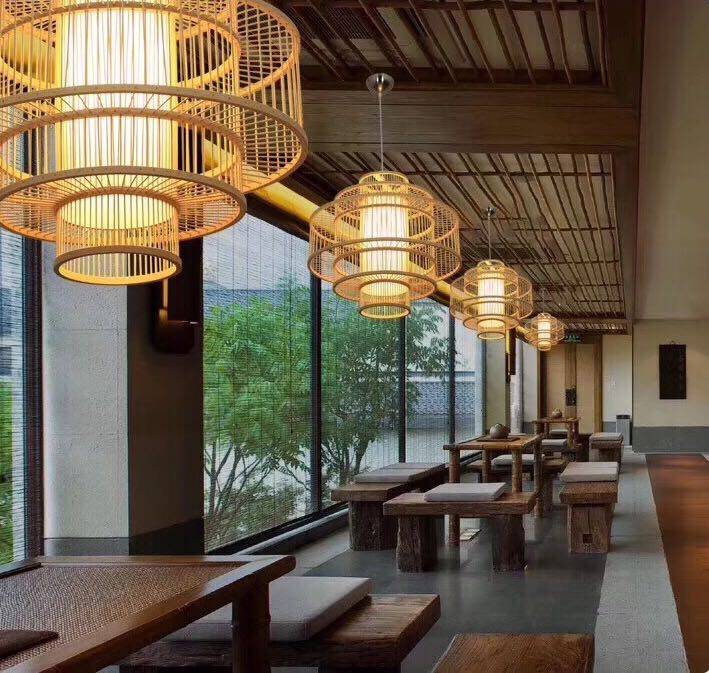 Bamboo Lampshade Pendant Light Handmade - Leona D60xH60cm - Orientique ...