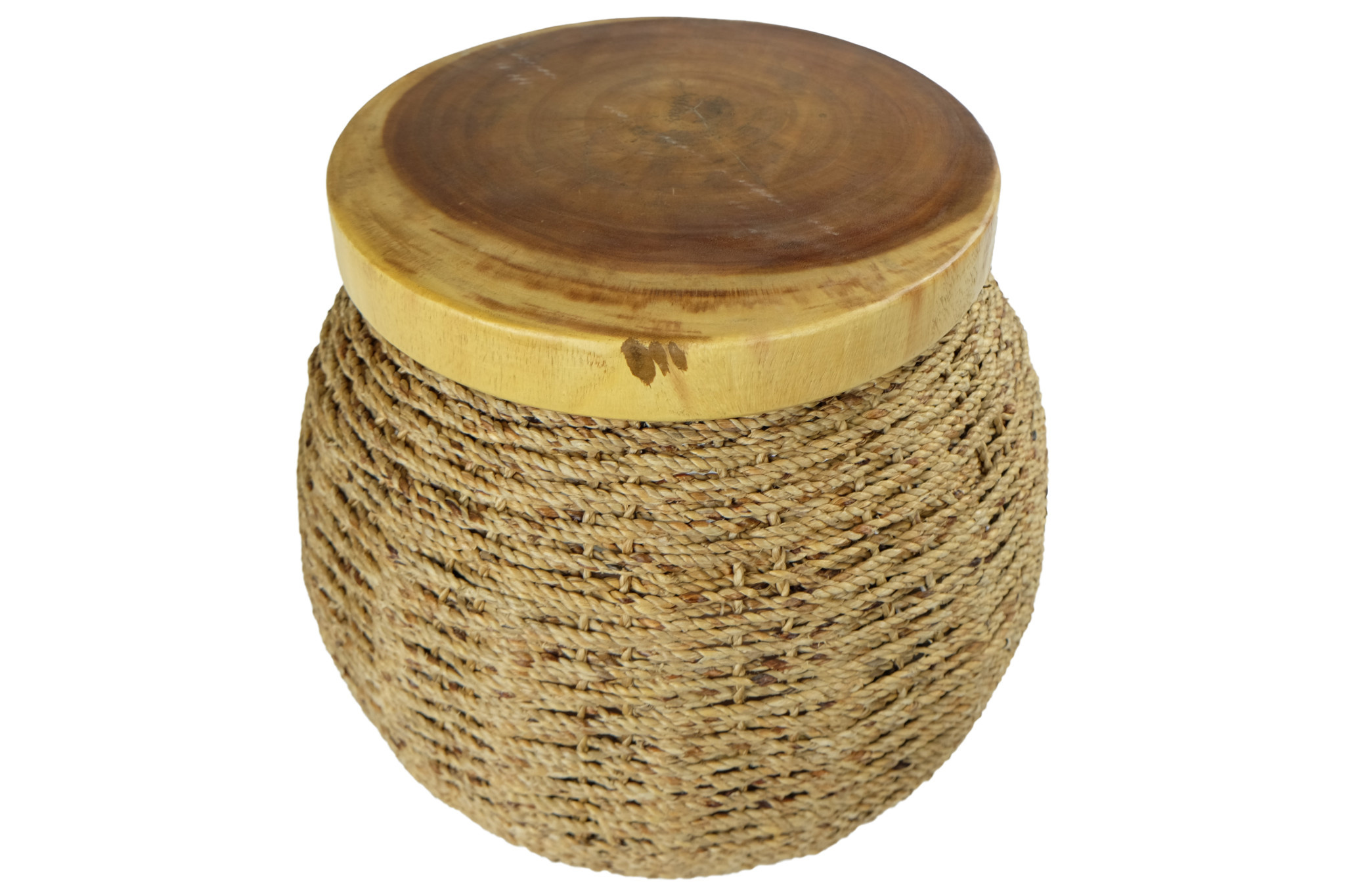 Handbraided Jute Stool with Wooden Top and Storage Space Handmade in T ...