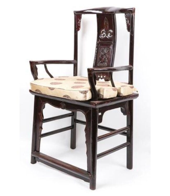Antique Chinese Chairs Set/2 Handcarved Black - Orientique - Asianliving