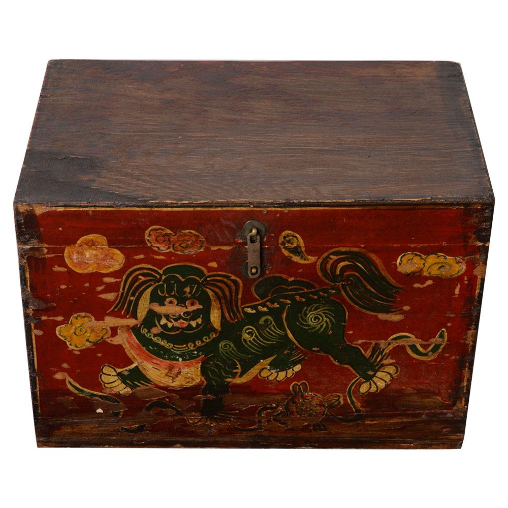 Boîte Chinoise Antique Peinte à La Main Mythe Chinois L42xP35xH25cm ...