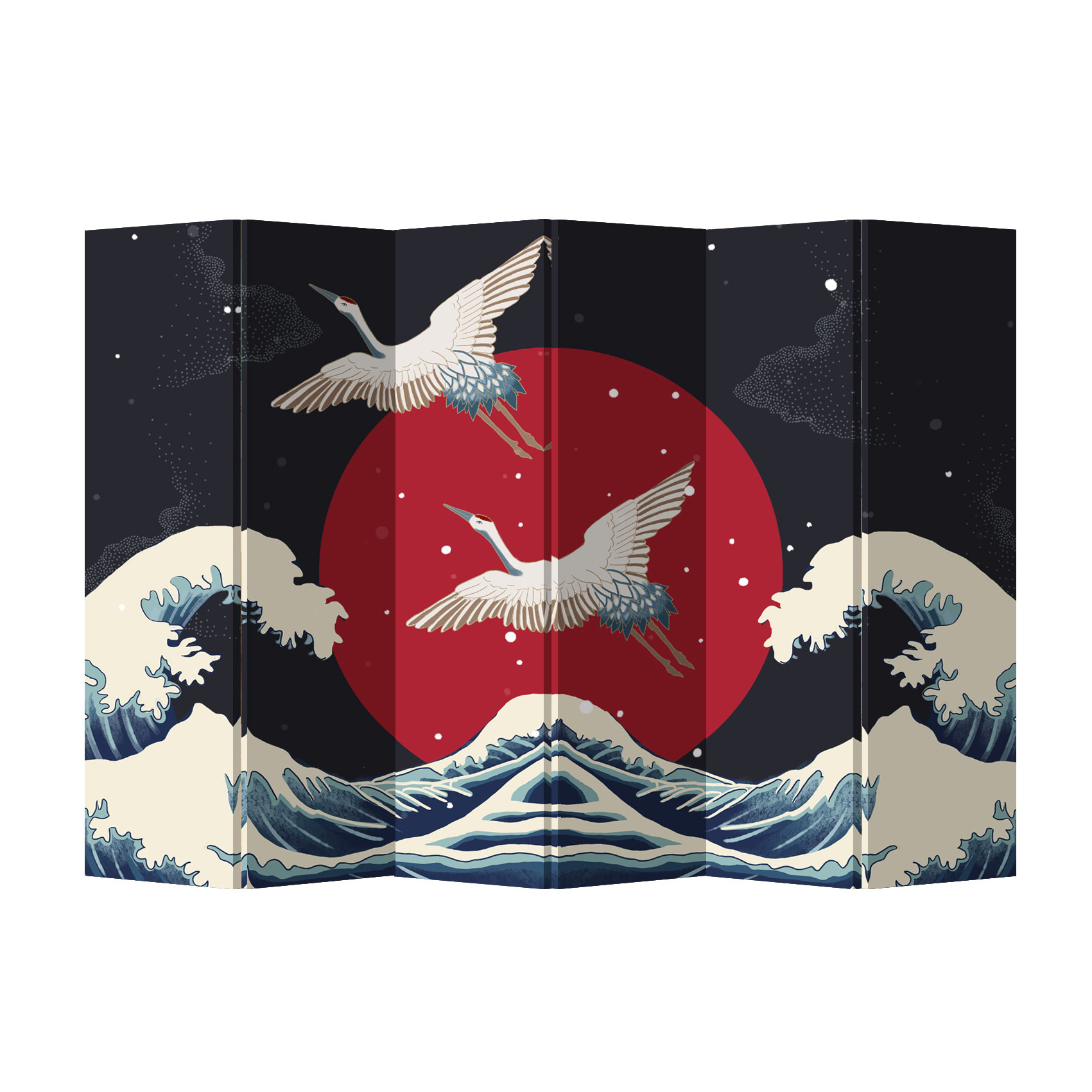 Biombo Japonés Ancho240xAlto180cm Grúas - Orientique - Asianliving