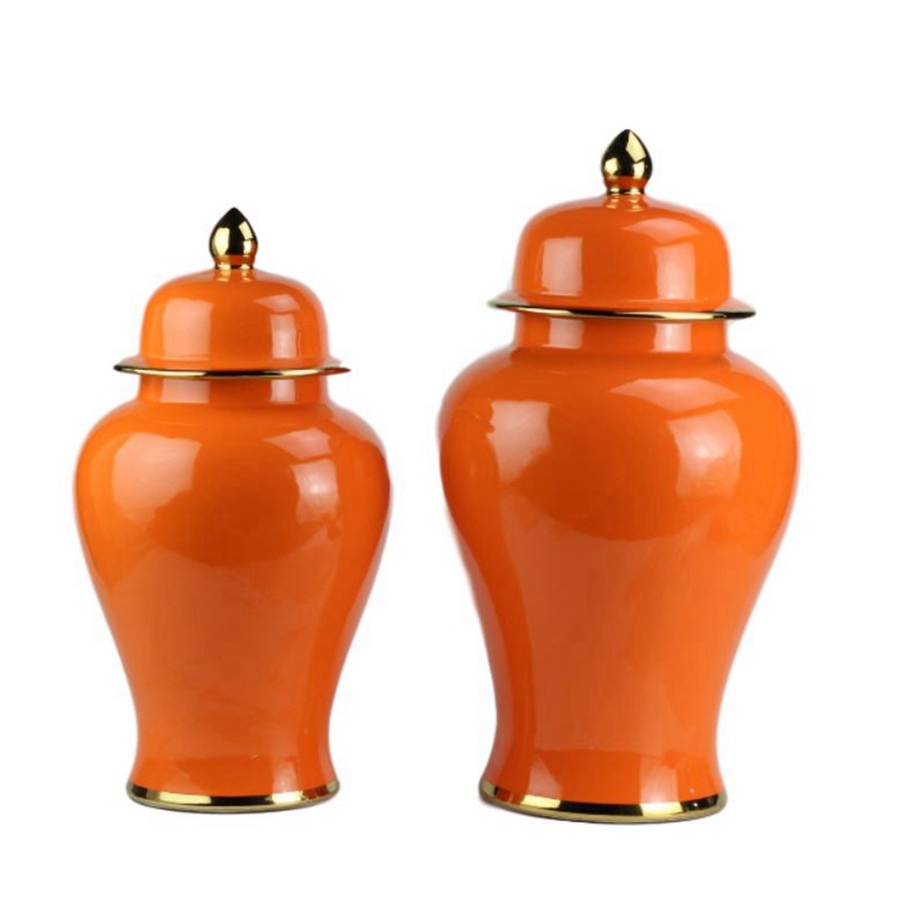 Chinesischer Vase mit Deckel Porzellan Orange Handgefertigt D21xH36cm ...