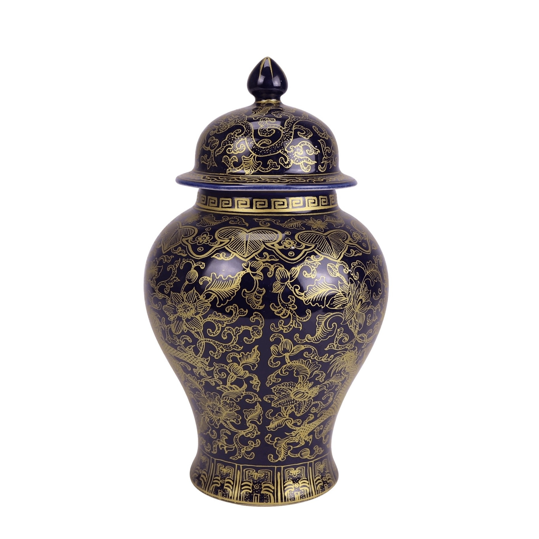Chinese Ginger Jar Porcelain Navy Blue Dragon Hand-Painted D13xH24cm ...