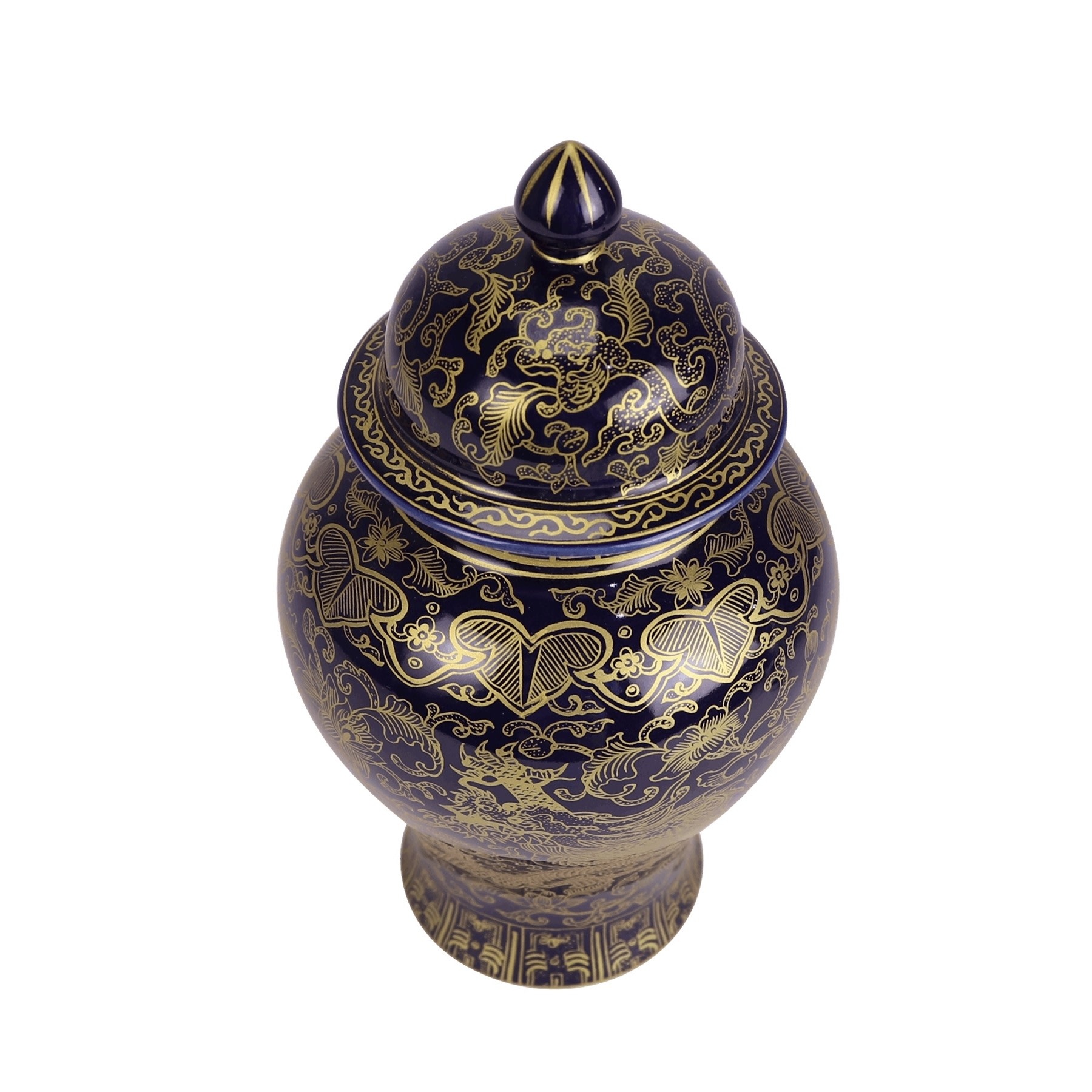 Chinese Gemberpot Porselein Navy Blauw Draak Handgeschilderd D13xH24cm ...