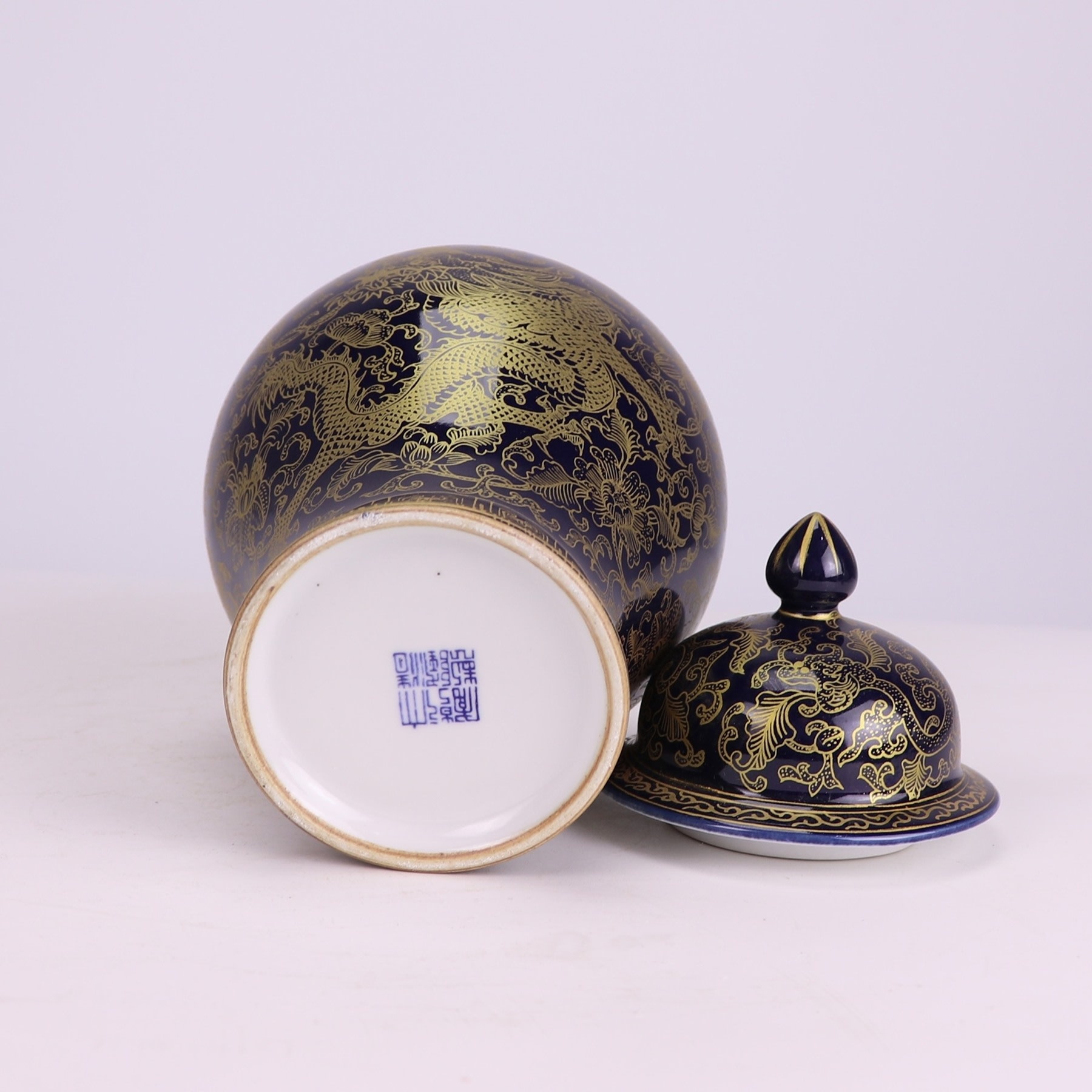 Chinese Gemberpot Porselein Navy Blauw Draak Handgeschilderd D13xH24cm ...