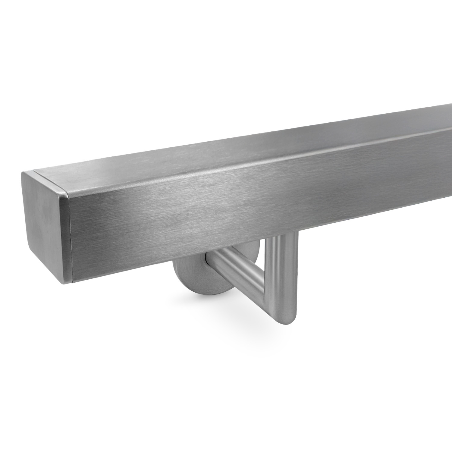 Handlauf Edelstahl - eckig (40x40 mm) - mit Haltern Typ 3 Luxus