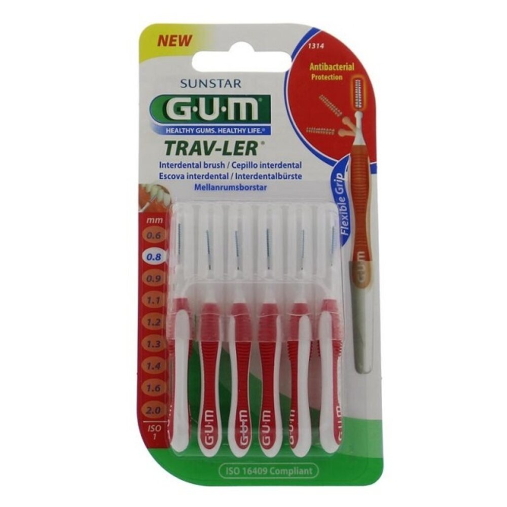 GUM Trav-ler Ragers 0.8mm Rood | 6 stuks