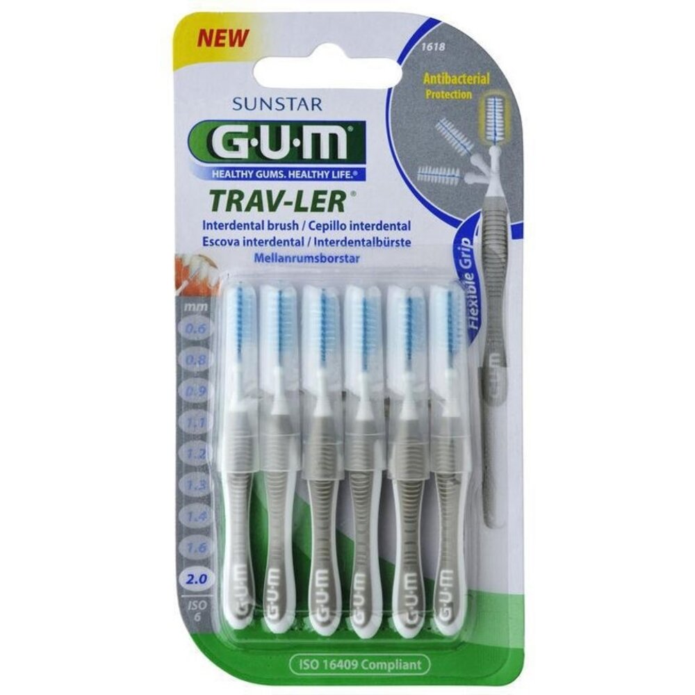 GUM Trav-ler Ragers 2,0 mm Grijs | 6 stuks