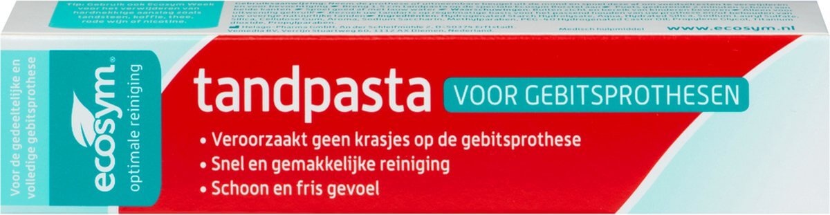 Ecosym Tandpasta voor Gebitsprothesen | 75 ml - Kiesrijk