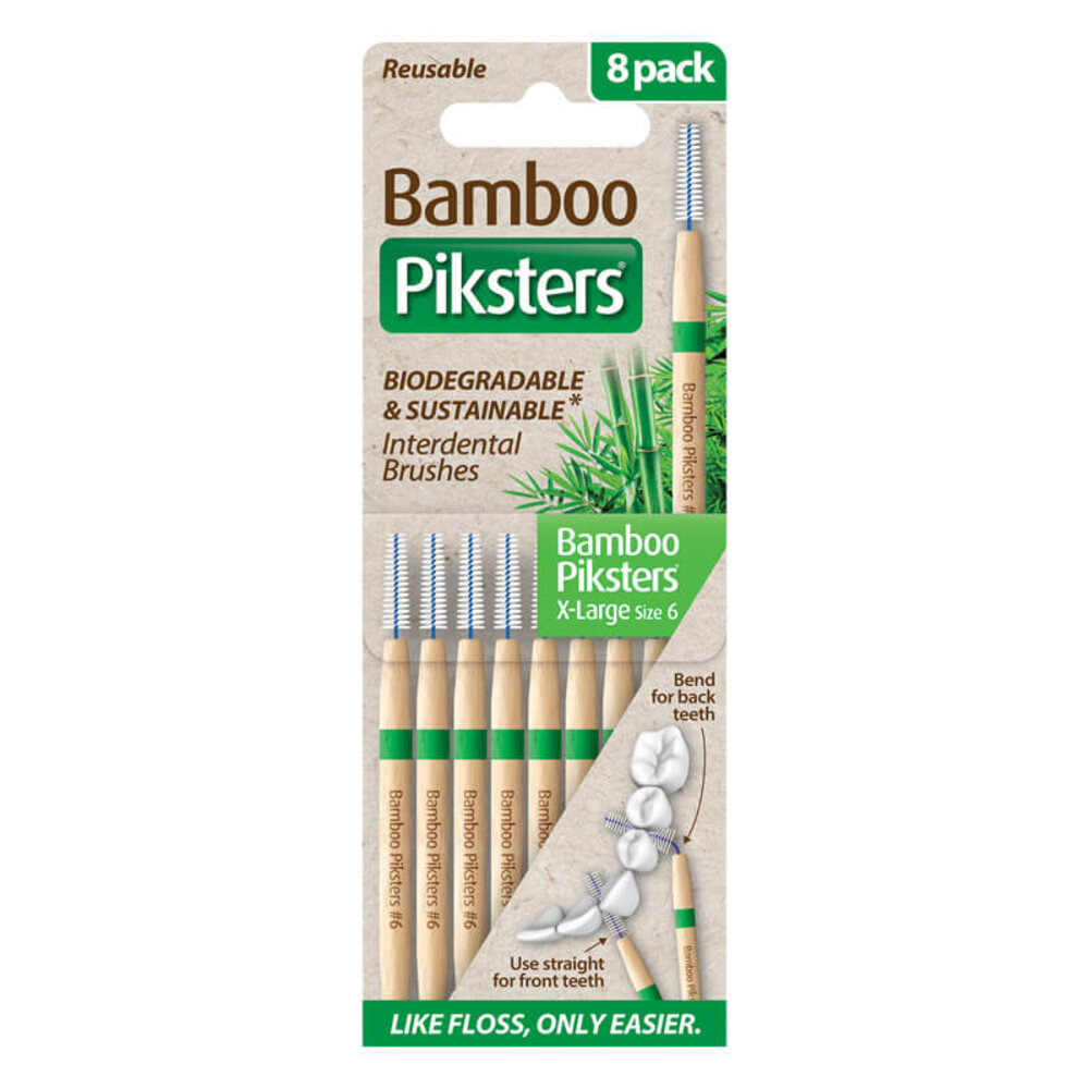 Piksters Bamboe Rechte Ragers | Maat 6 - Groen | 8 stuks