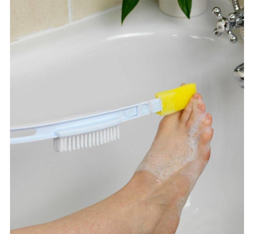Badspons/borstel/teenwasser met verlengde steel en verwisselbare spons ...