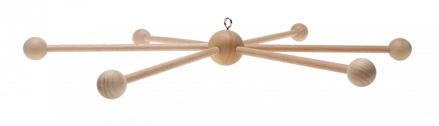 Holzmobile 39 cm mit 6 Armen - Haakpret / Häkelfreude