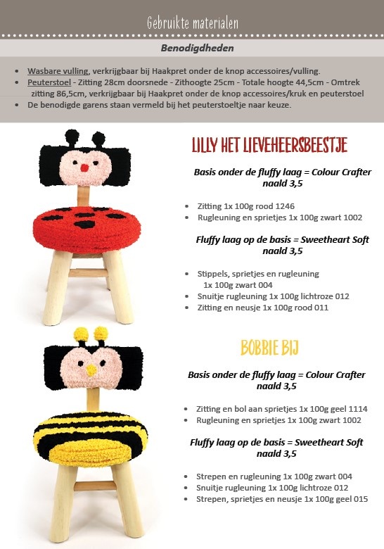 Pakket peuterstoel Lieveheersbeest - inclusief ontwerp - Haakpret