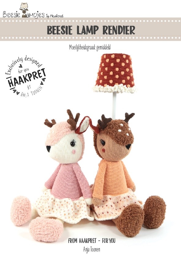 Beesie lamp rendier - A5 werkbeschrijving - Anja Toonen - Haakpret