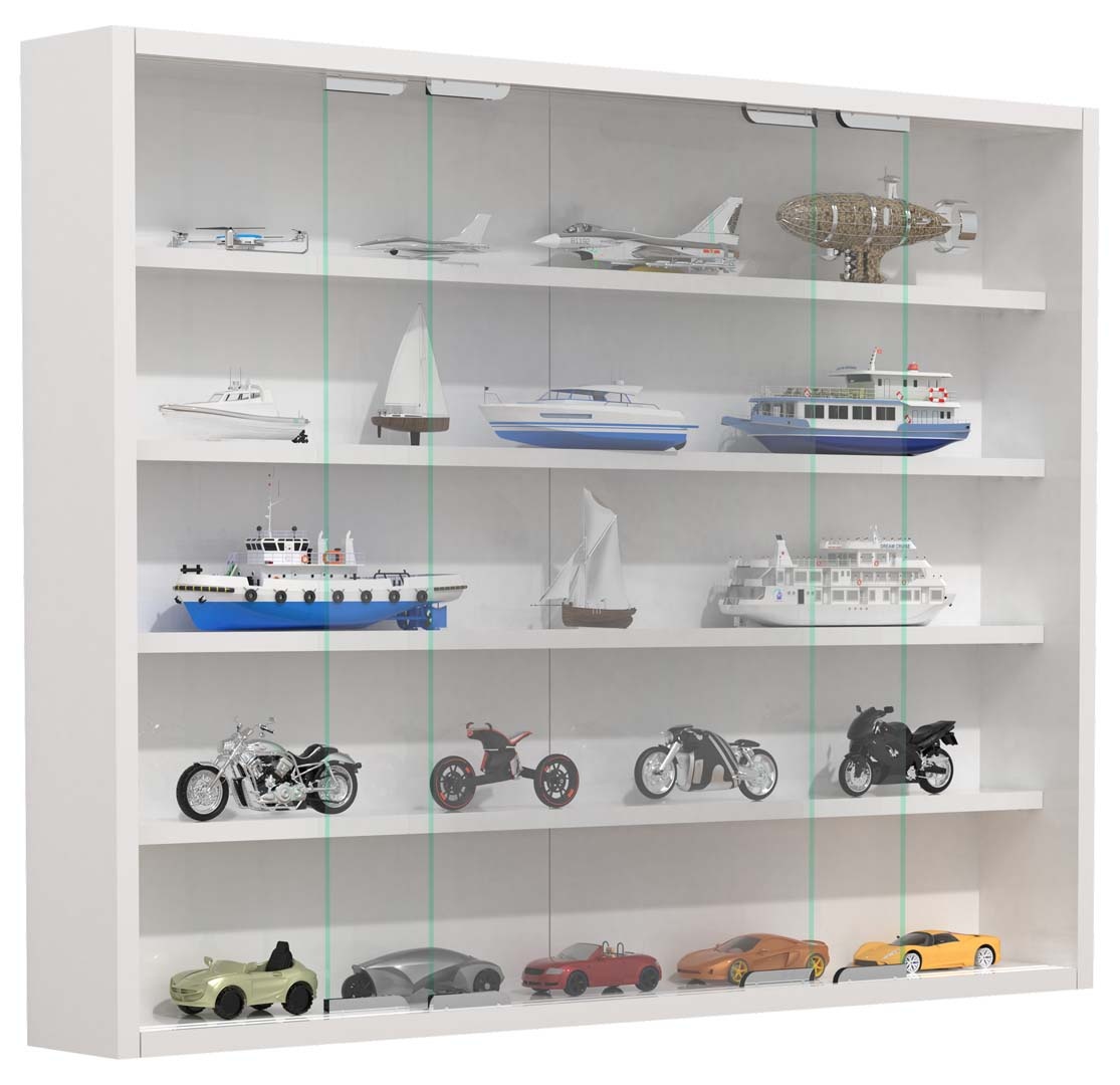 AgisaL glazen vitrines wandmontage 2 schuifdeuren wit. Gratis bezorging ...