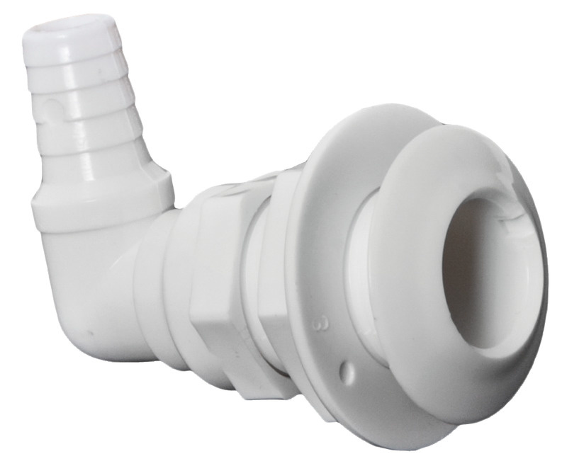 Huiddoorvoer 90° seacock white plastic 1" x 25 mm - Heborshop