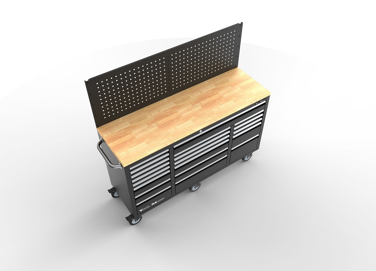 TM TM 20 Drawers Tool trolley / Workbench Worktop with back wall ...