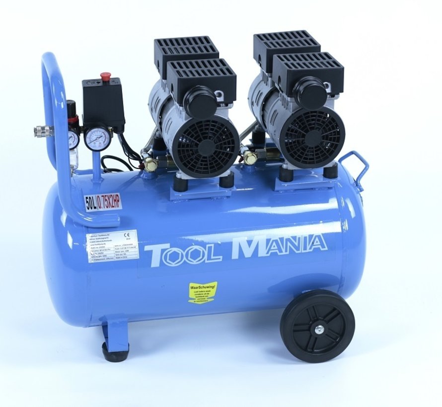 50 Liter Professionele Low Noise Compressor 1,5HP 230v - ToolMania