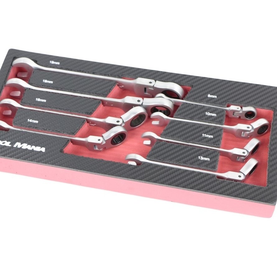 TM 8 Delige Kantelbare Ring, Ratel, Steeksleutelset in foam carbon look ...