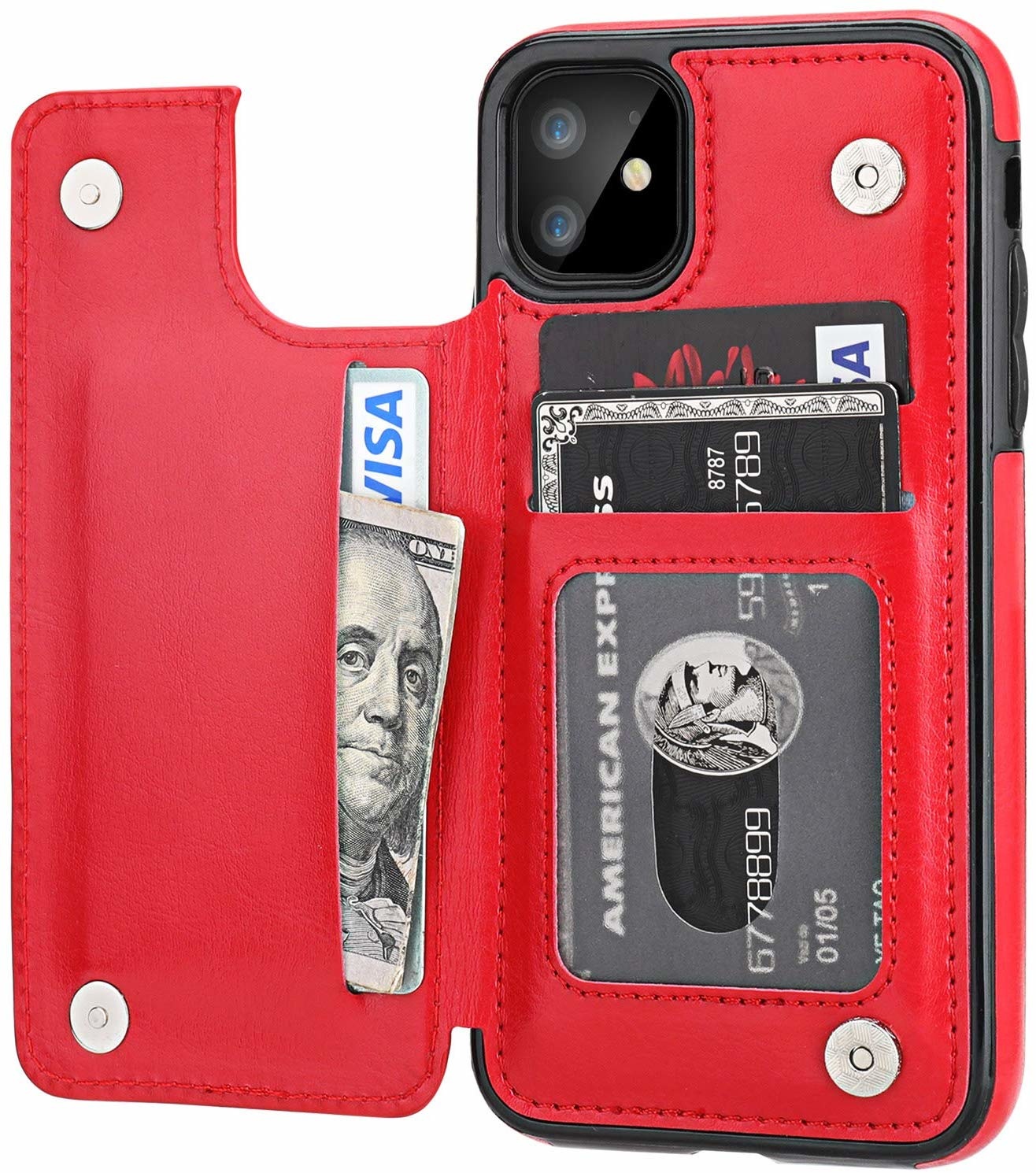iPhone 11 wallet case (rood) - Phone-Factory