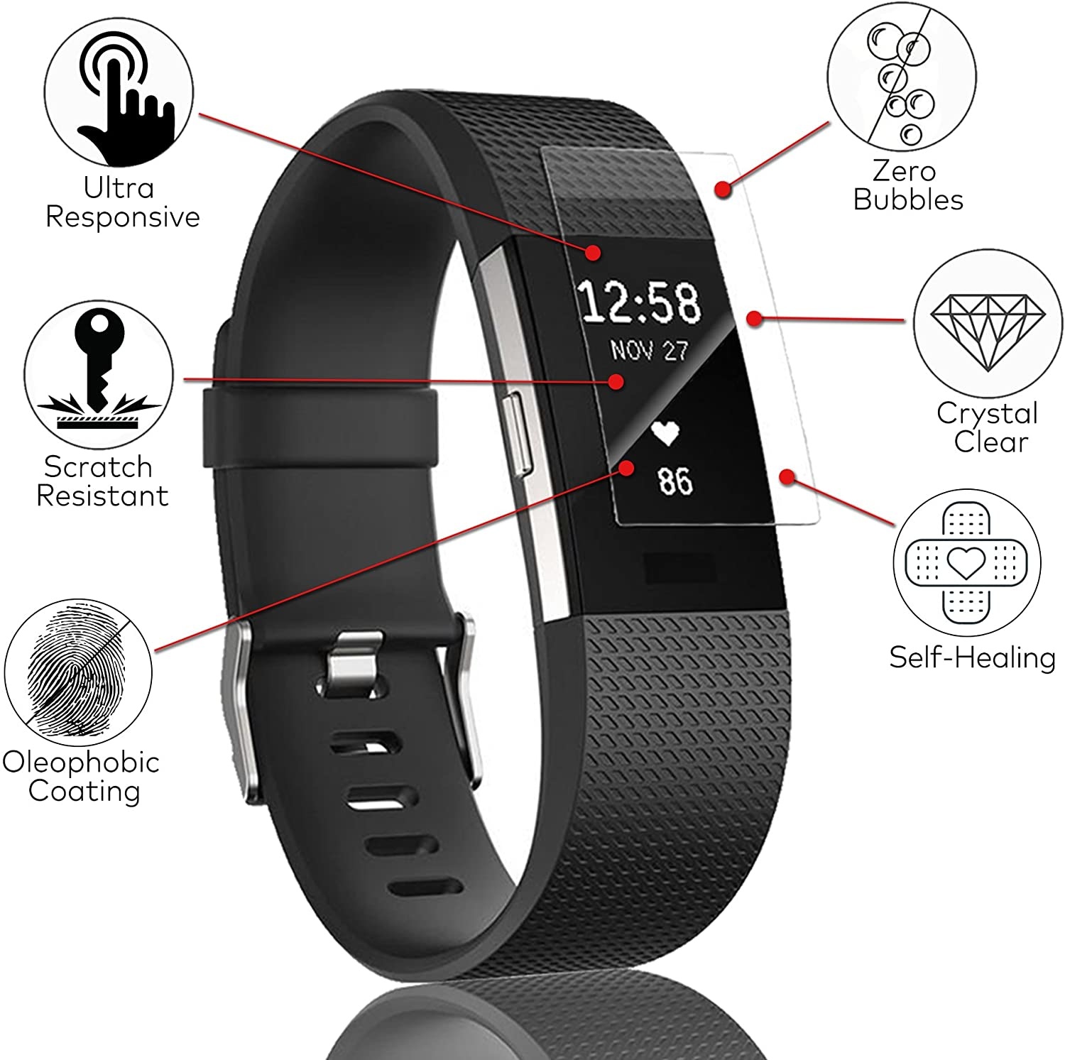 Fitbit Charge 4 screen protector plastic folie - Phone-Factory