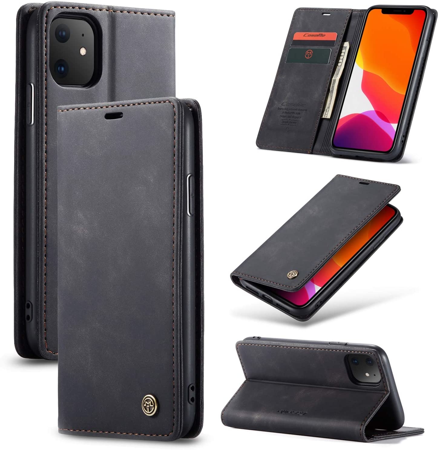 Luxe bookcase iPhone 11 (donkergrijs) - Phone-Factory