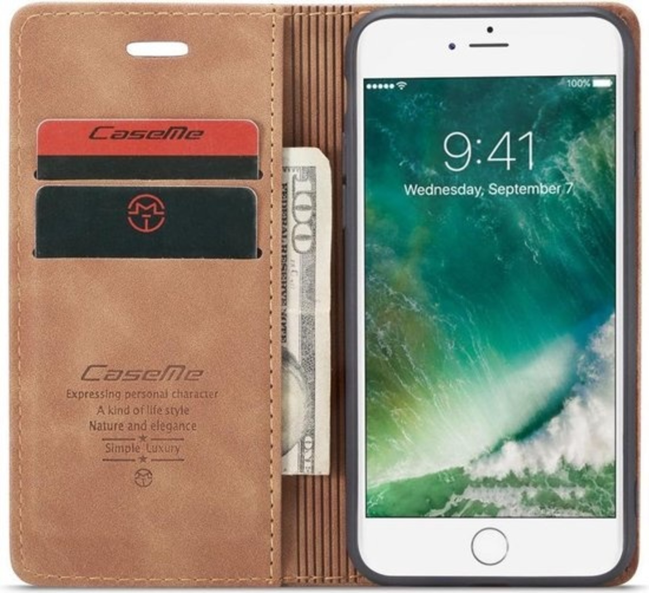 Luxe bookcase iPhone 7 / 8 (bruin) - Phone-Factory