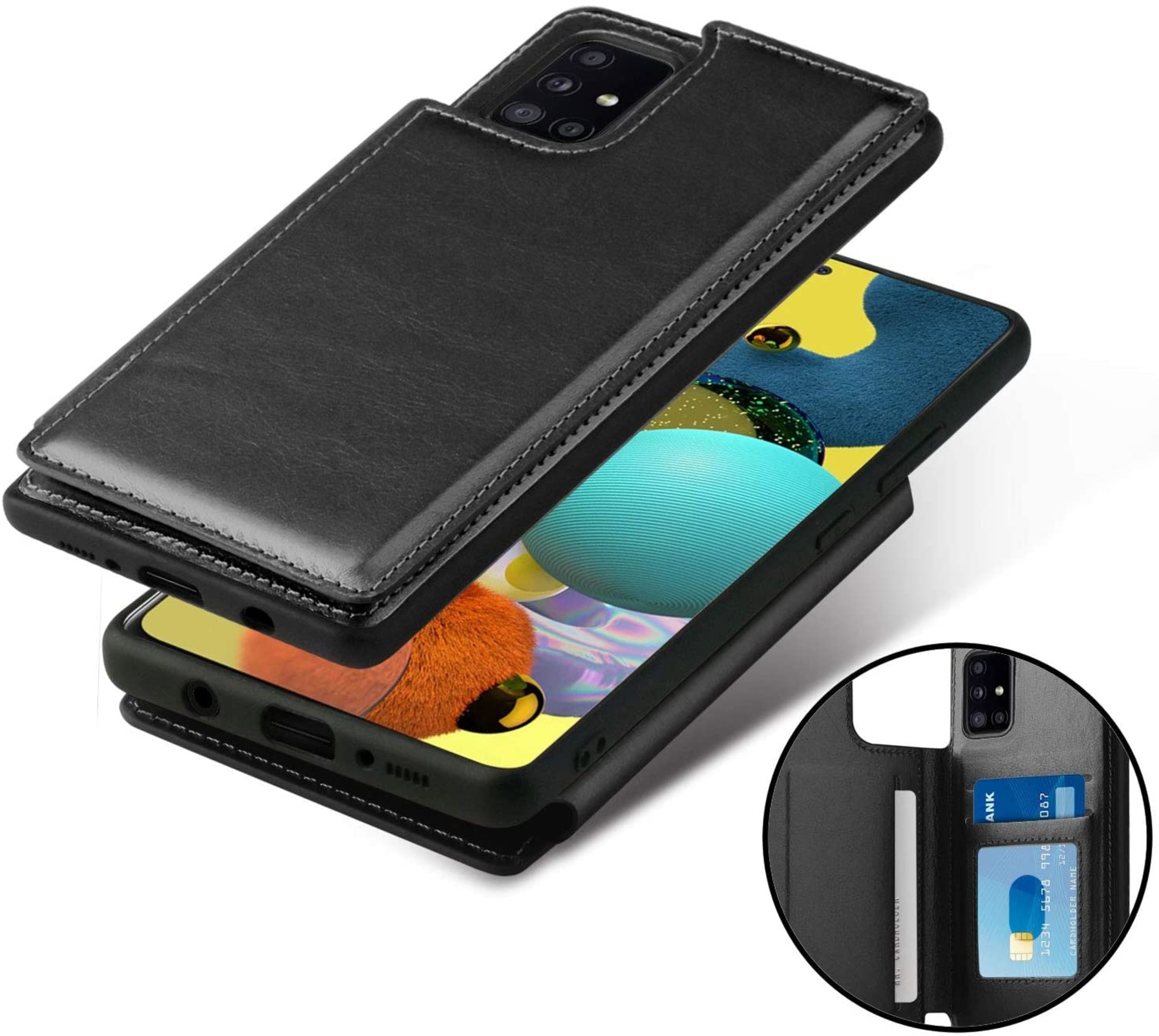 Samsung Galaxy A51 wallet case (zwart) - Phone-Factory