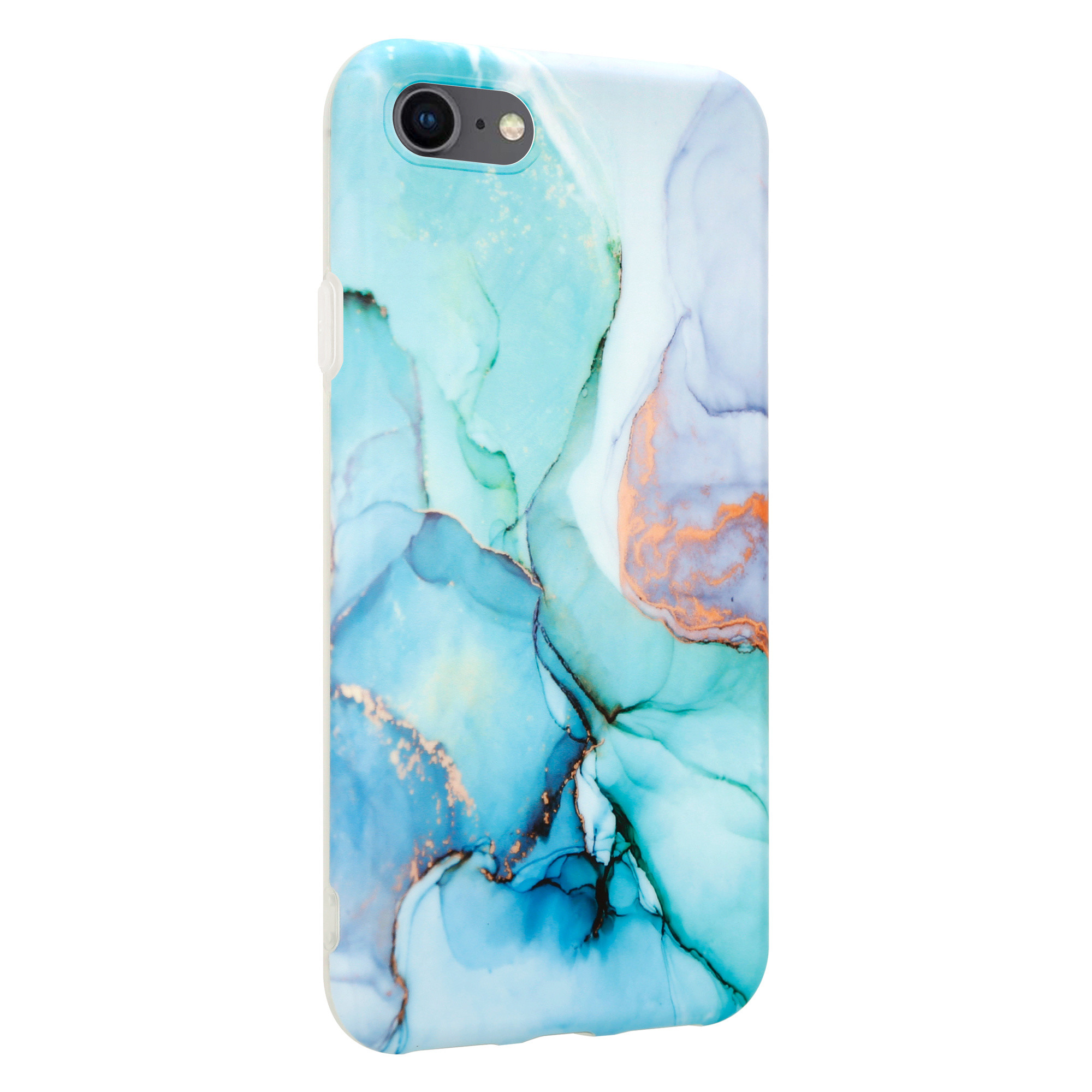 Marmeren Iphone 7 8 Hoesje Met Camerabescherming Groen Blauw