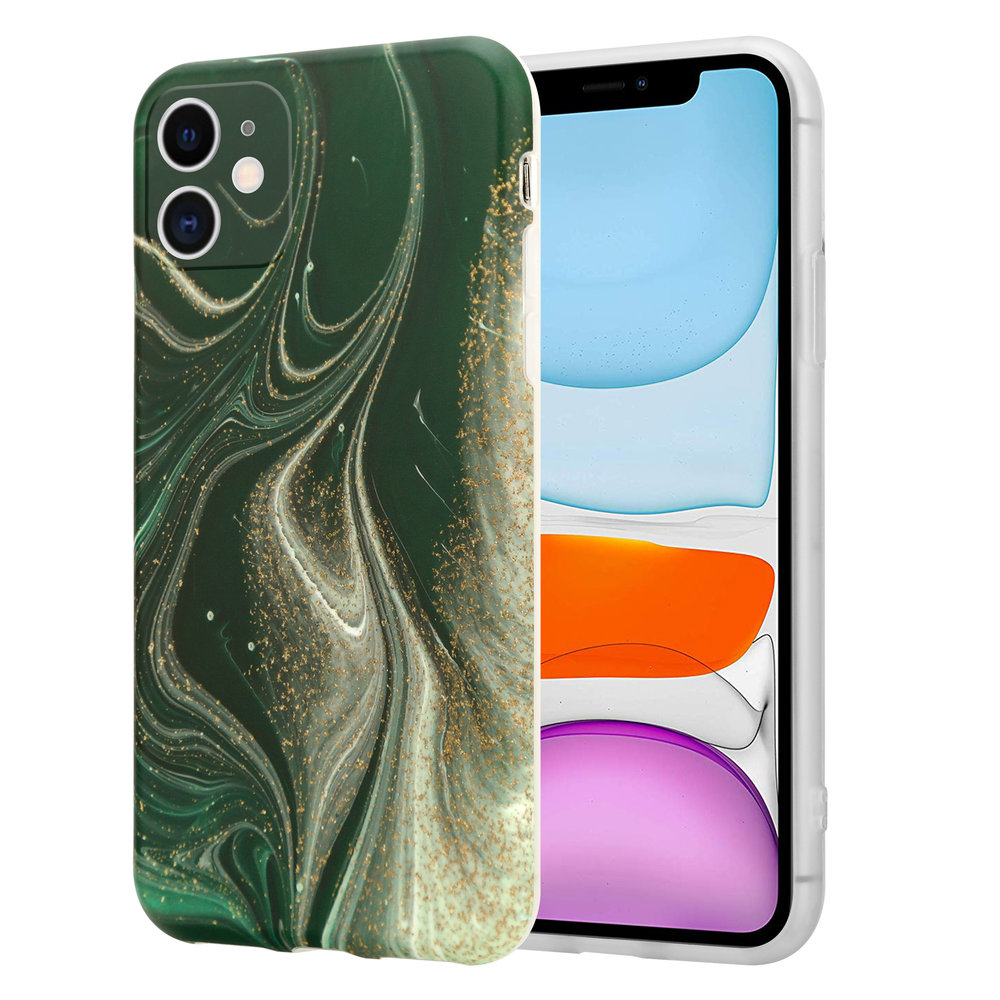 Marmeren Iphone 11 Hoesje Met Camerabescherming Groen Phone Factory