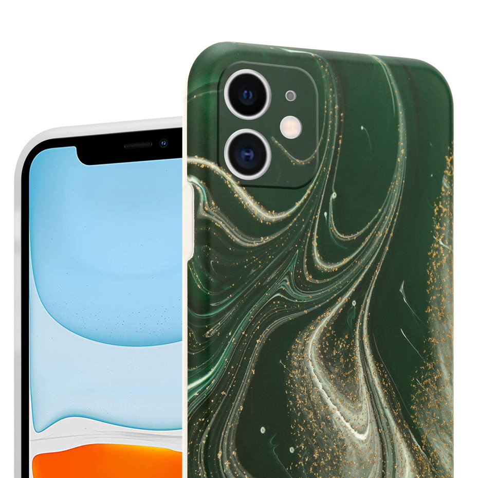 Marmeren Iphone 11 Hoesje Met Camerabescherming Groen Phone Factory