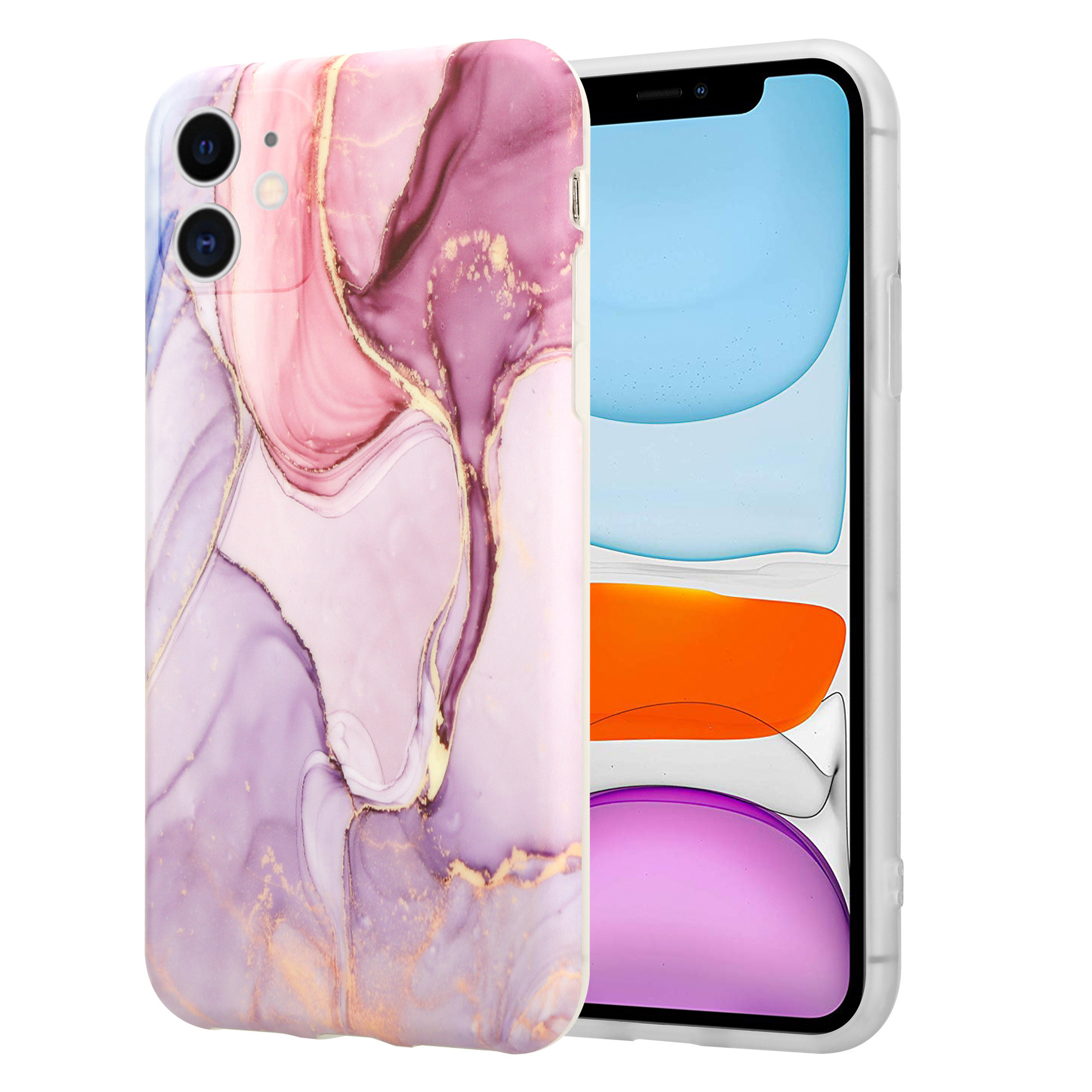 Marmeren Iphone 11 Hoesje Met Camerabescherming Paars Phone Factory