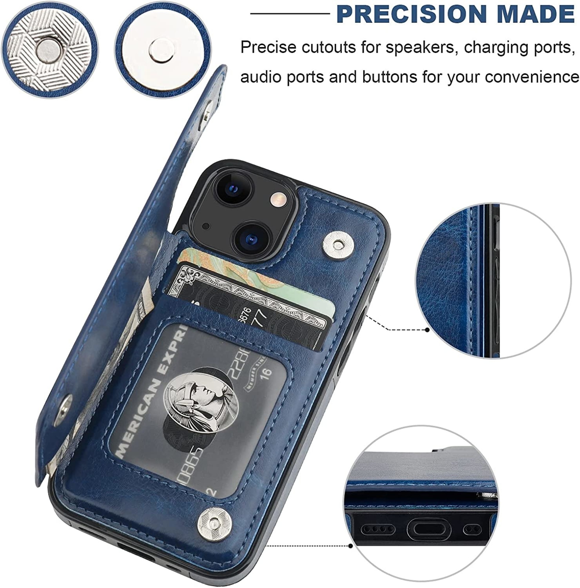 iPhone 13 Mini wallet case (blauw) - Phone-Factory