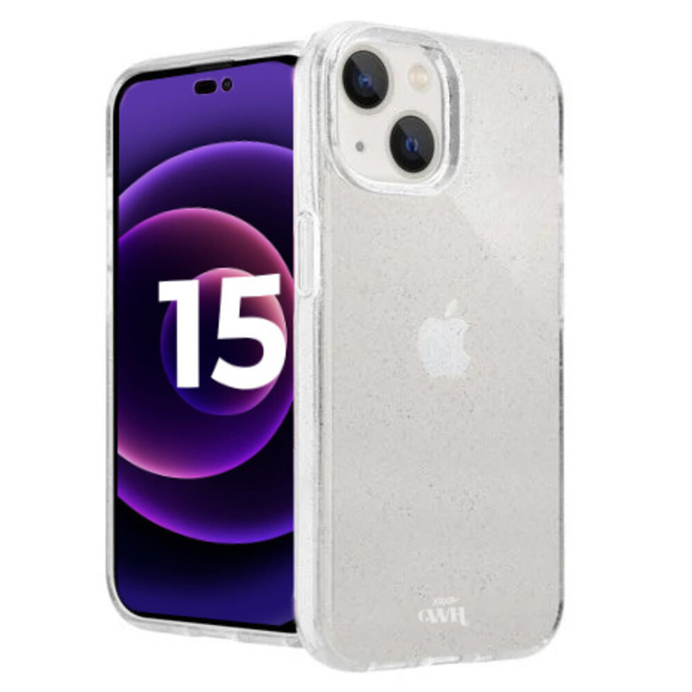 Xoxo WildHearts iPhone 15 TPU glitter case (transparant) - Phone-Factory