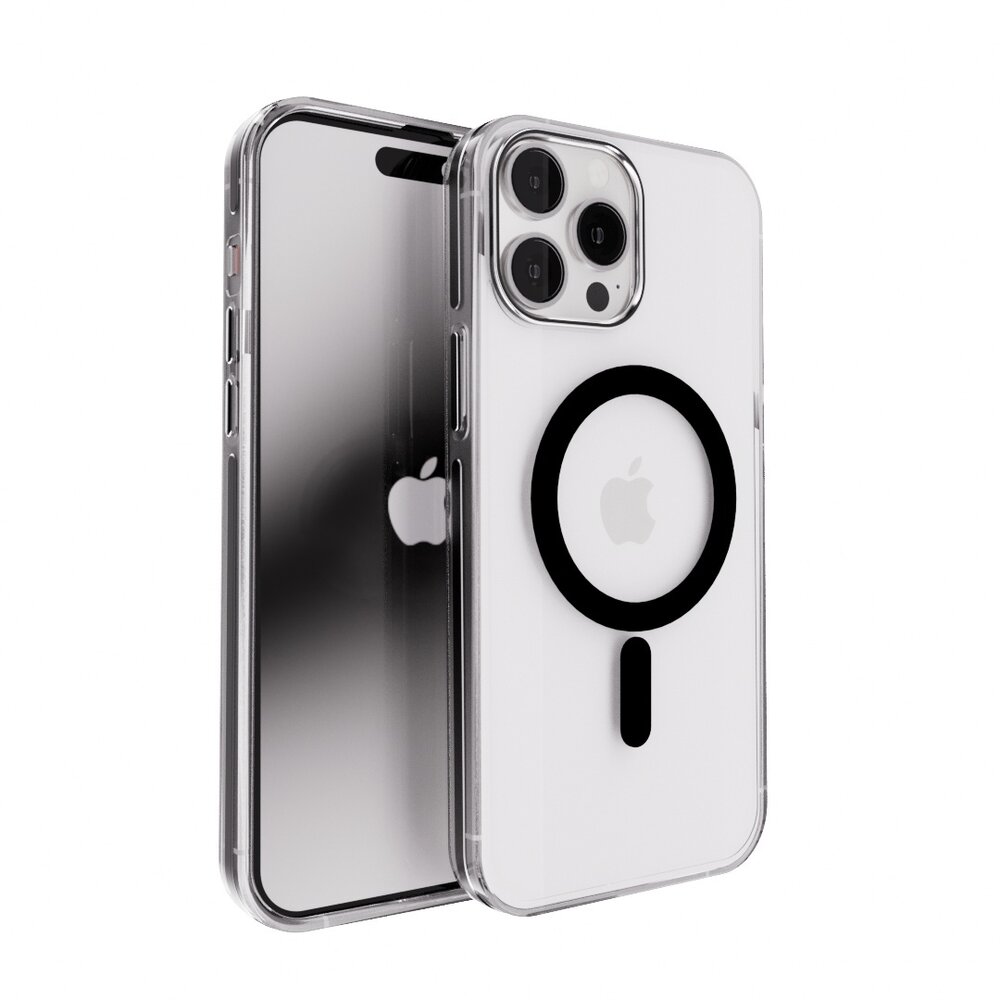 iPhone 12 Pro Max Clear metallic case met MagSafe (zwart) - Phone-Factory