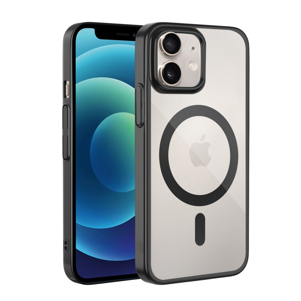 iPhone 12 Pro clear MagSafe hardcase (zwart) - Phone-Factory