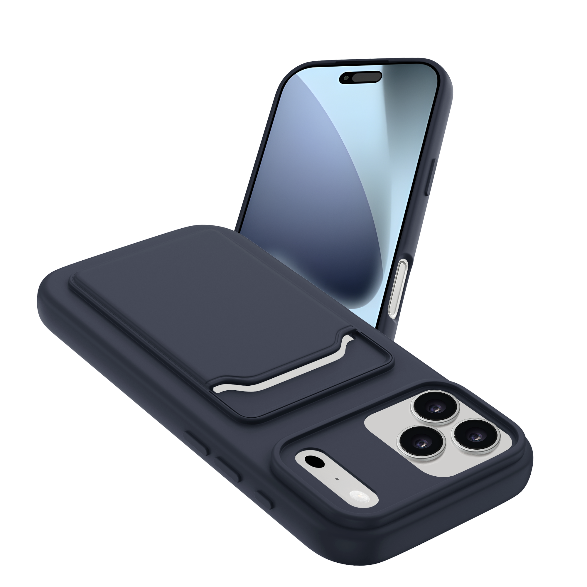 iPhone 17 Pro siliconen hoesje met pasjeshouder (donkerblauw) kopen ...