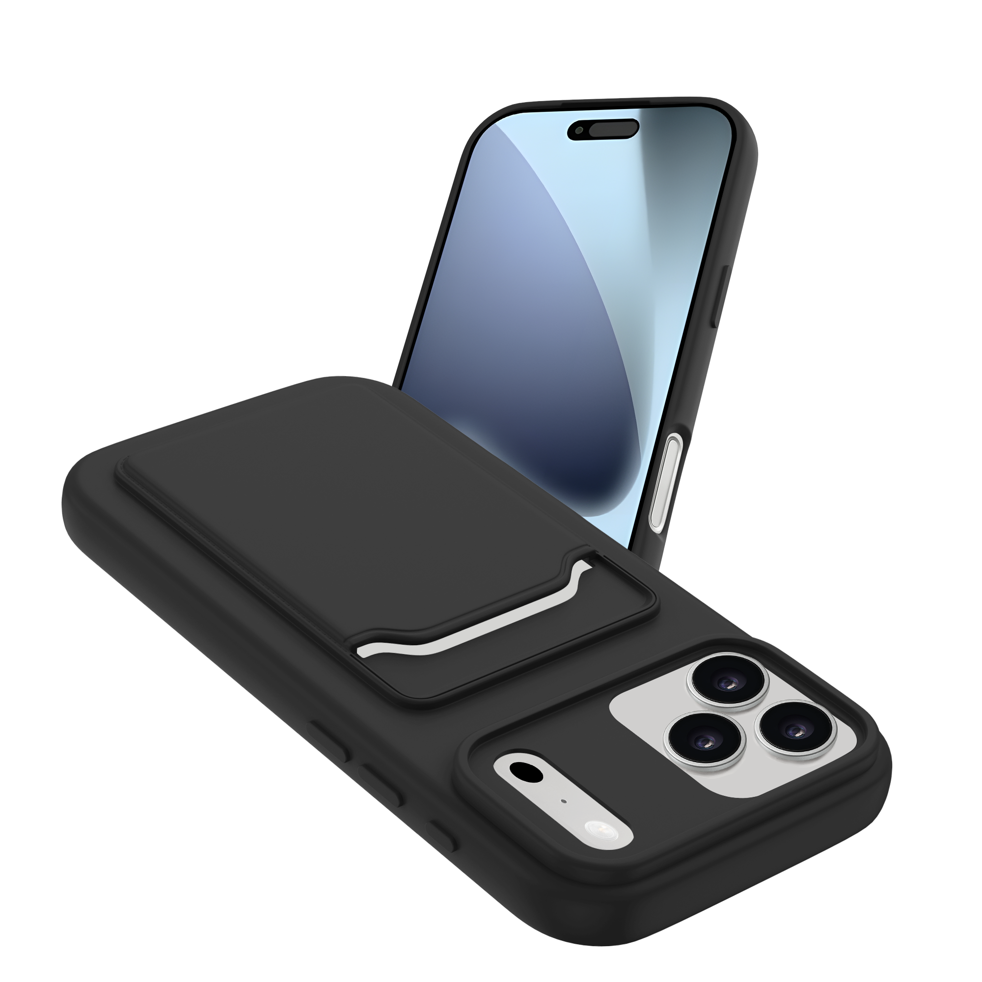 iPhone 17 Pro Max siliconen hoesje met pasjeshouder (zwart) kopen ...