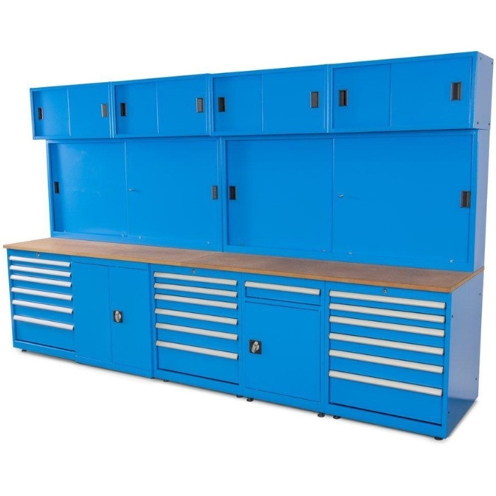 Werkstation met diverse compartimenten - 3400x750x2050 - Machines Crispyn
