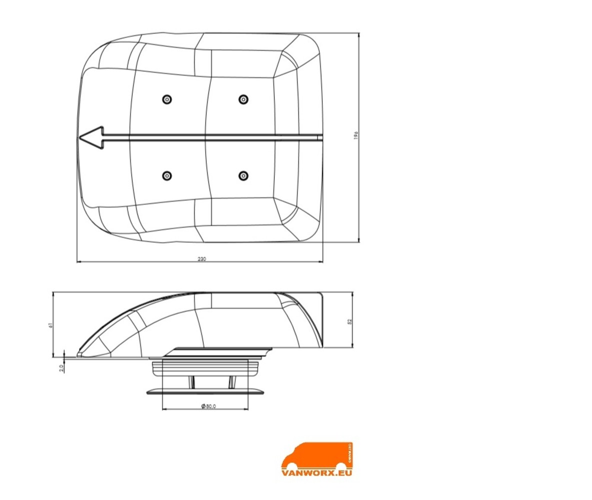 Roof fan 12 Volt Winglet | Electric roof ventilation - vanworx.eu
