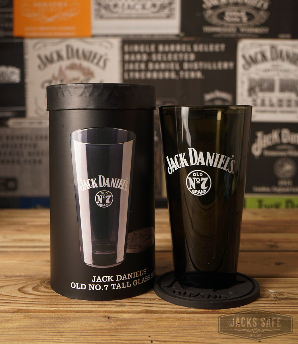 JACK DANIEL'S - OLD NR 7 TALL GLASS SET - 1 GLASS - 1 COASTER - GREA ...