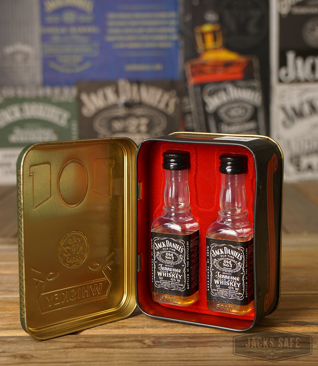 JACK DANIEL'S - Black Label - 1980'S - Double tin - 2 x 50ML - GREAT C ...