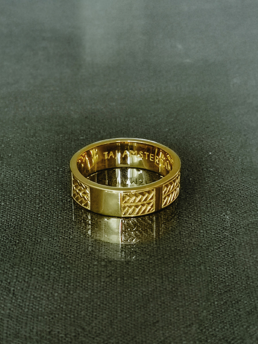 Gold Plated Braided Men's Ring Angus - Taj Amsterdam