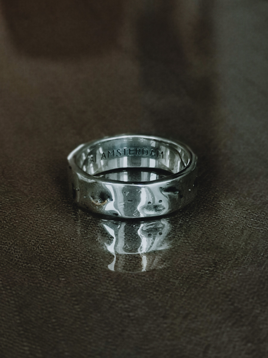 Silver Men's Ring With Morse Code Benedikt - Taj Amsterdam
