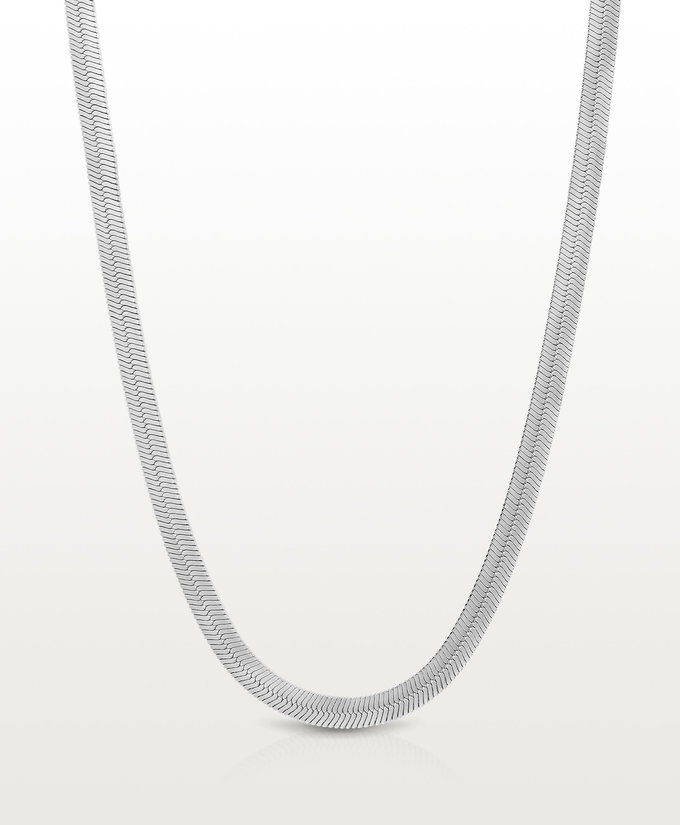 Flat Snake Chain Necklace Cho, Silver - Taj Amsterdam